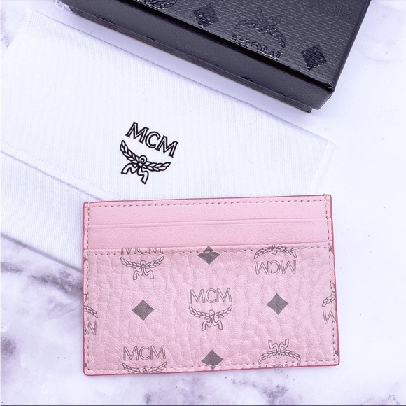 MCM | Bags | Mcm Calfskin Visetos Mini Card Case Soft Pink | Poshmark